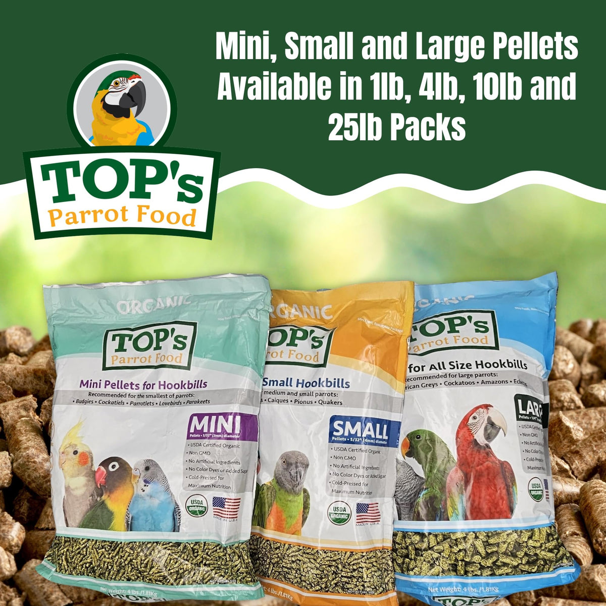 TOP's Parrot Food Mini Pellets Bird Food for Budgies, Cockatiels, Parr ...
